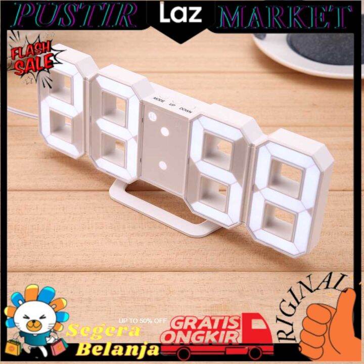PUSTIR - Jam meja LED digital putih desain unik minimalis cocok jadi ...