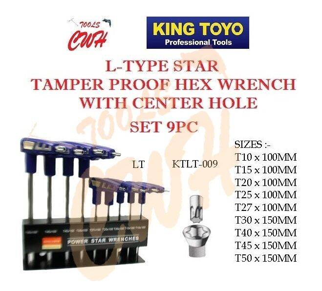 KING TOYO 8PC 9PC HEX ALLEN KEY SET L-TYPE STAR L-TYPE BALLPOINT HEX ...