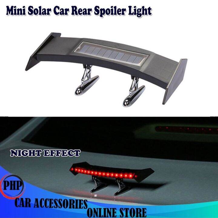【COD】 Mini Solar Car Rear Spoiler Light 12V Flashing Adjustable 16 LED ...