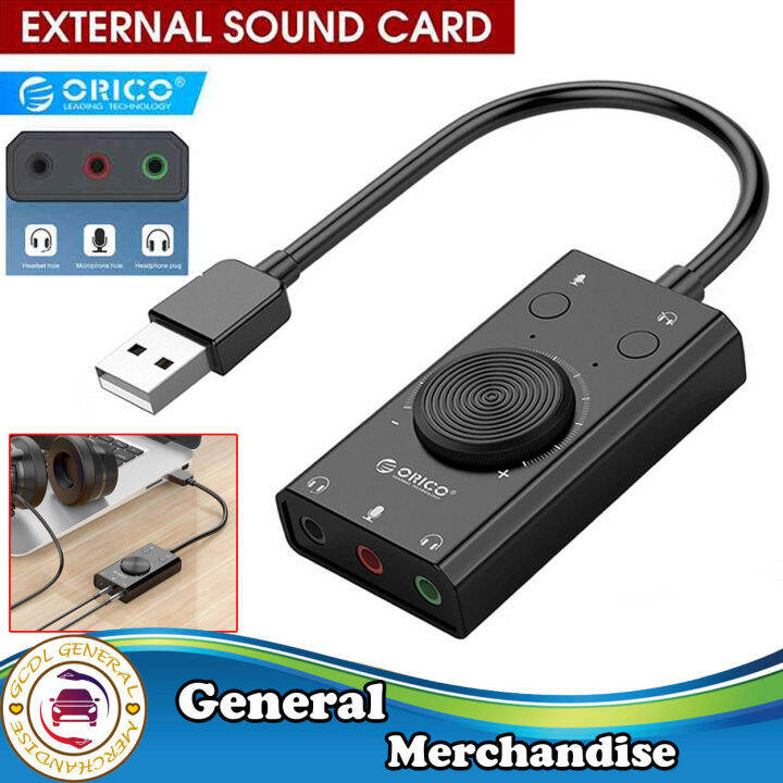 ORICO SC2 External USB Sound Card Volume Adjustable Audio Cards Adapter ...