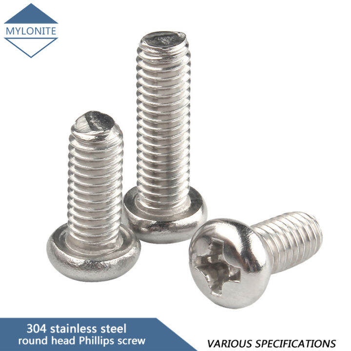 Ready Stock 304 Stainless Steel Cross Recessed Pan Head Screws M4 M5 M6 M8 M10 Phillips Round ...