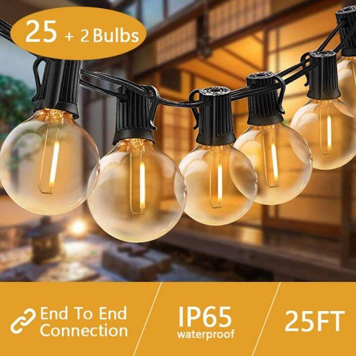 10FT/25FT G40 LED Bulbs String Waterproof Indoor/Outdoor Fairy Lights ...