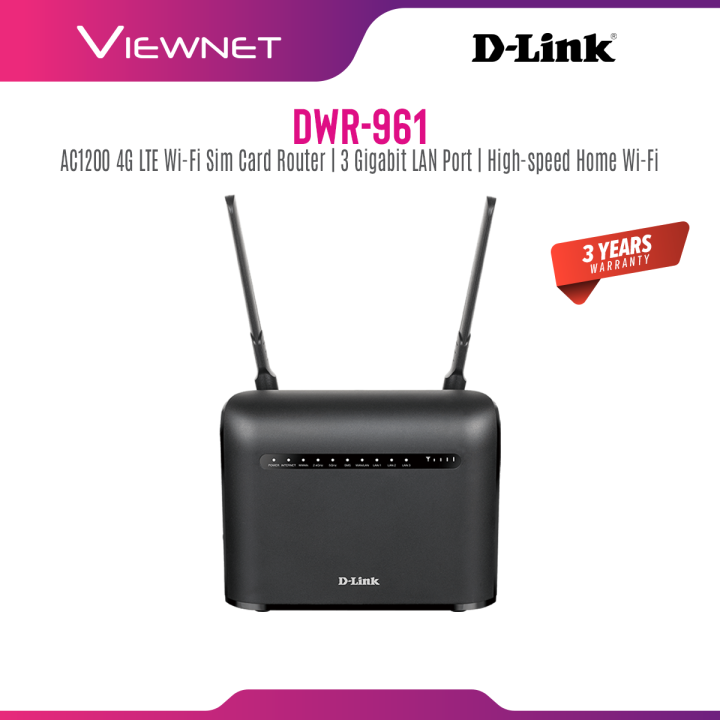 D-Link DWR-961 AC1200 Dual Band 4G Gigabit Lan Wireless Router with Sim ...