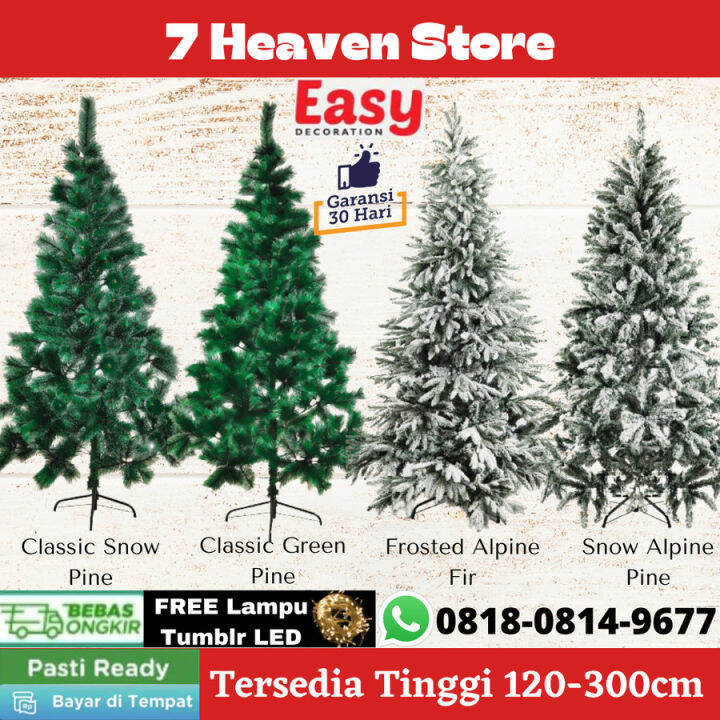 Pohon Natal mini Klasik Ukuran 4 feet 4ft Tinggi 1,2 meter 120Cm Pohon ...