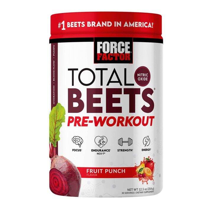 Force Factor, Total Beets, Pre-Workout, Fruit Punch, 12.5 oz, For Those ...