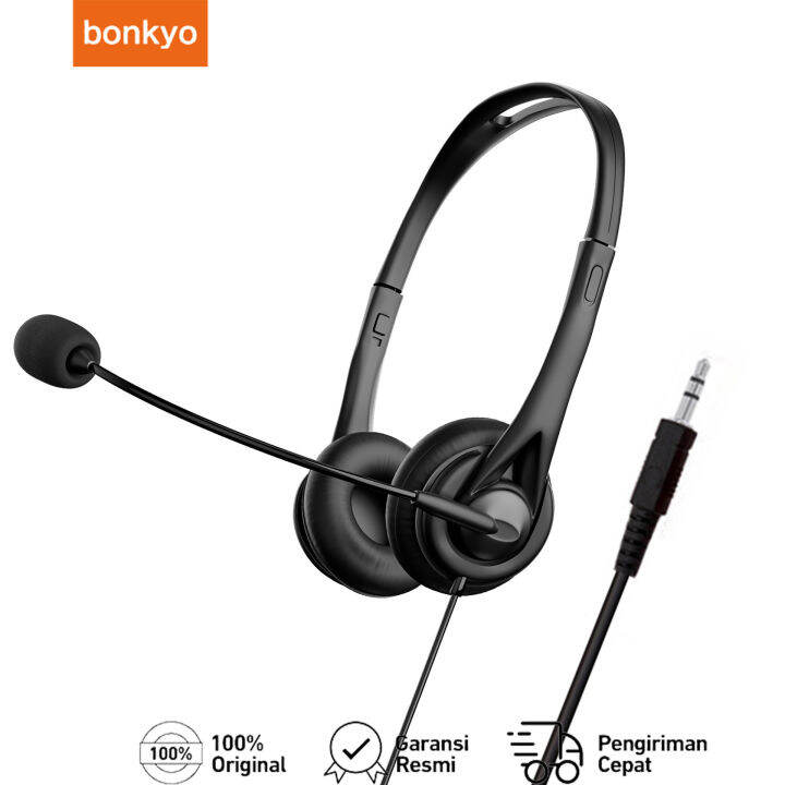 Bonkyo Headphone stereo dengan mikrofon dan single jack 3.5mm Cocok ...
