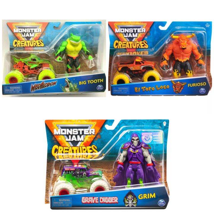 Monster jam creatures 1:64 scale monster truck and action figure ...