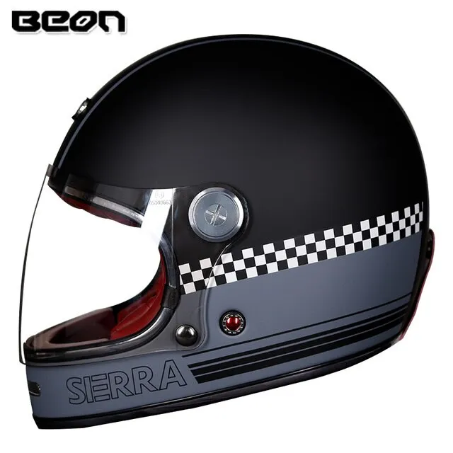 BEON B510 Motorcycle Helmet Glassfiber Vintage Full Face Helmet Retro ...