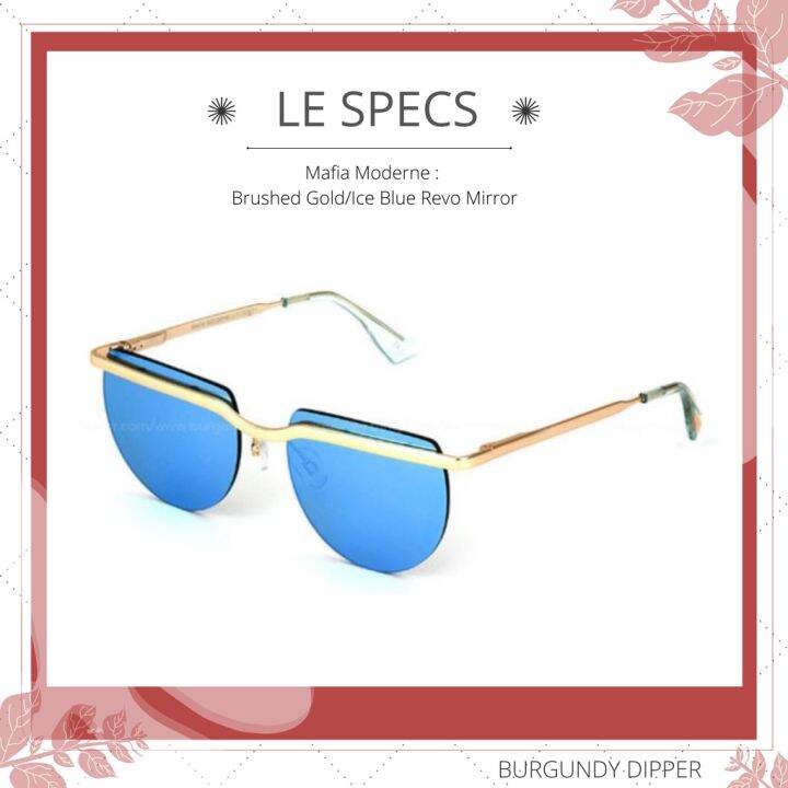 แว่นกันแดด Le Specs รุ่น Mafia Moderne : Brushed Gold/Ice Blue Revo ...