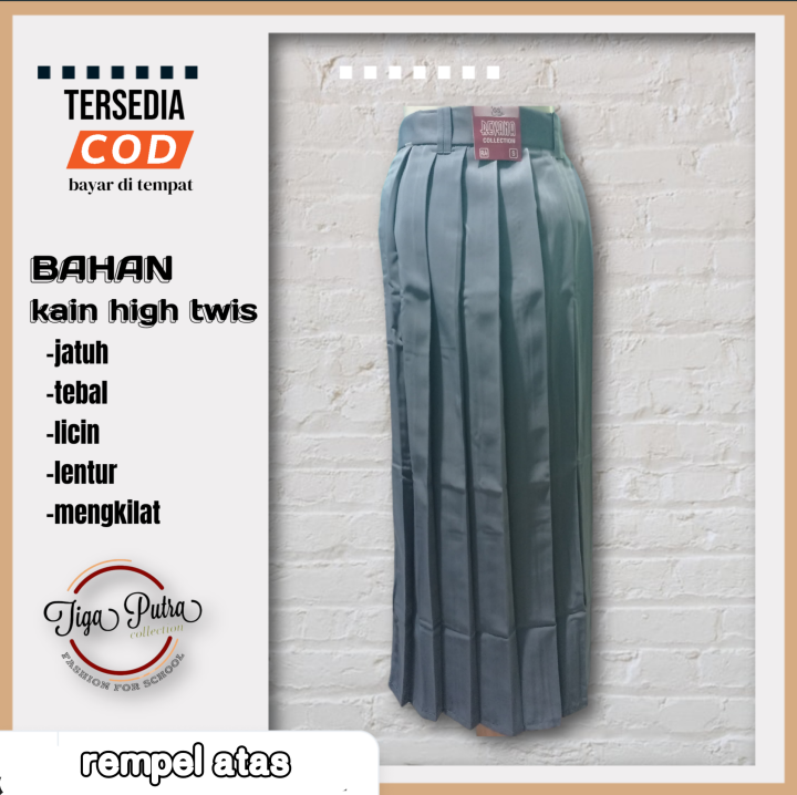 Rok Abu Abu Panjang Rempel Atas/Full Seragam Sekolah SMA/SMK Kain High Twis | Lazada Indonesia