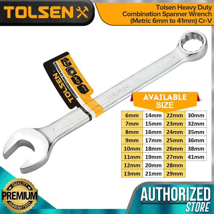 Tolsen Heavy Duty Combination Spanner Wrench (Metric 6mm to 41mm) Cr-V ...