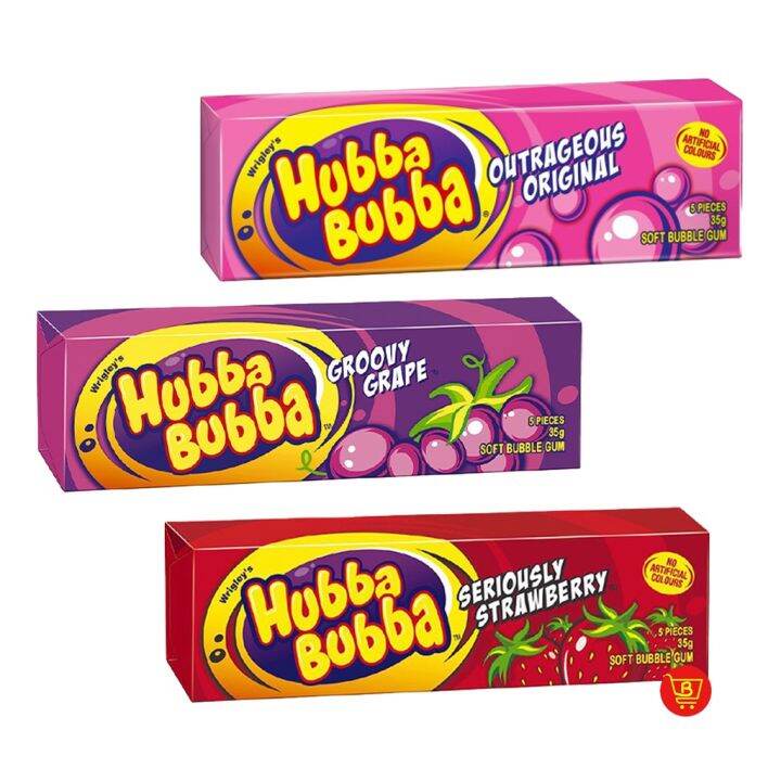 Hubba Bubba Bubble Gum (Outrageous Original / Groovy Grape / Seriously ...