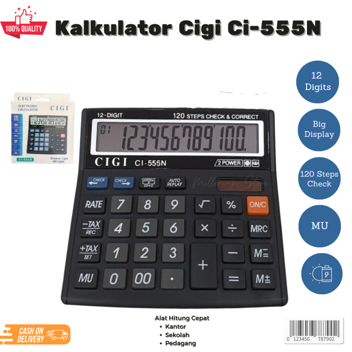 Kalkulator 12 Digits Akuntiansi / Kalkulator Cigi Ci - 555N ...