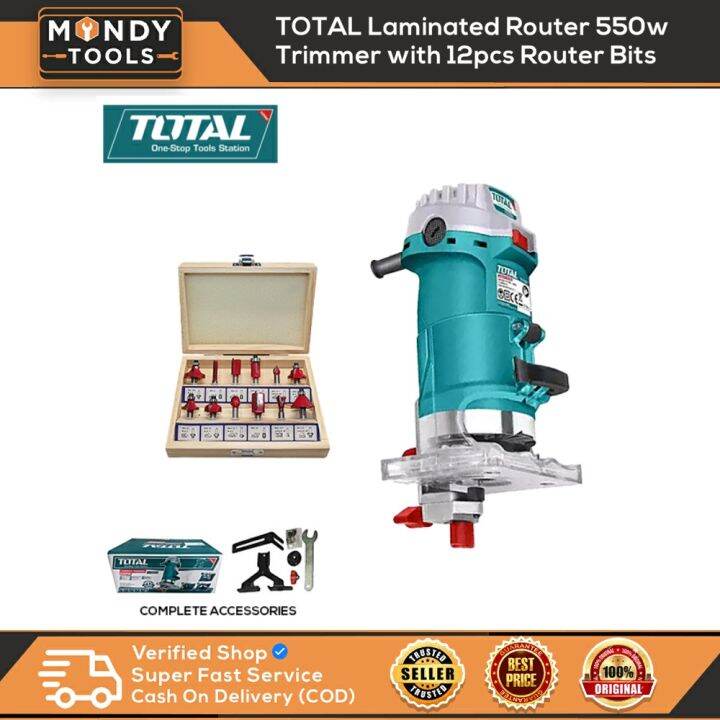 Total Laminated Router 550w Trimmer with 12pcs Router Bits | Lazada PH