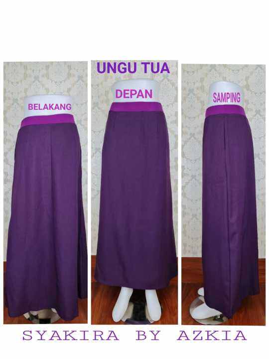 Syakira - Rok Model A Pinggang Full Karet Syakira Warna Ungu Tua-Rok ...