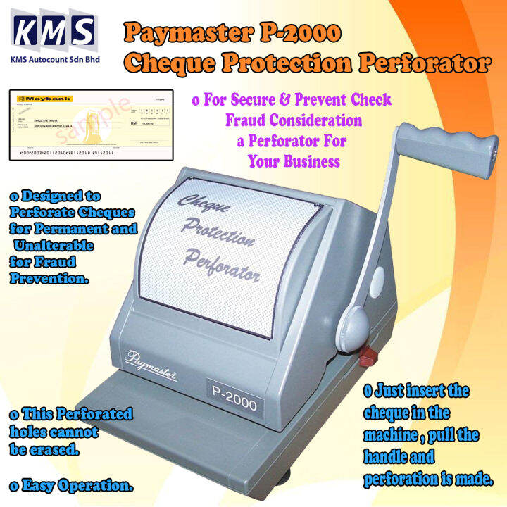 Paymaster P-2000 Cheque Writer Protection Perforator Check Writer ...