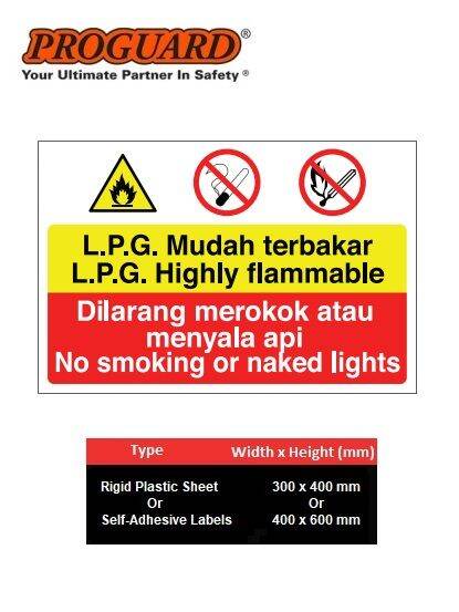 L.P.G Highly Flammable No Smoking Multi Message Indoor Outdoor Safety ...