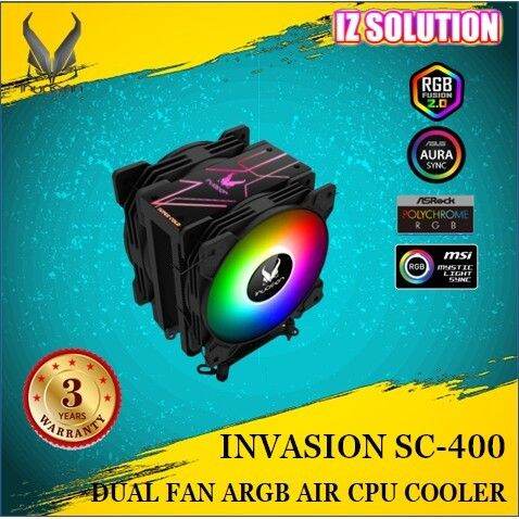 INVASION SC-400 DUAL FAN ARGB CPU AIR COOLER BLACK SC400 | Lazada