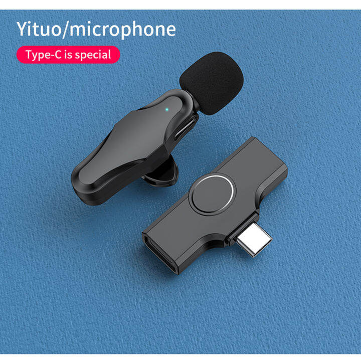 K10 Wireless Lapel Microphone Clip-on Mic Plug & Play Type-C for Phone ...