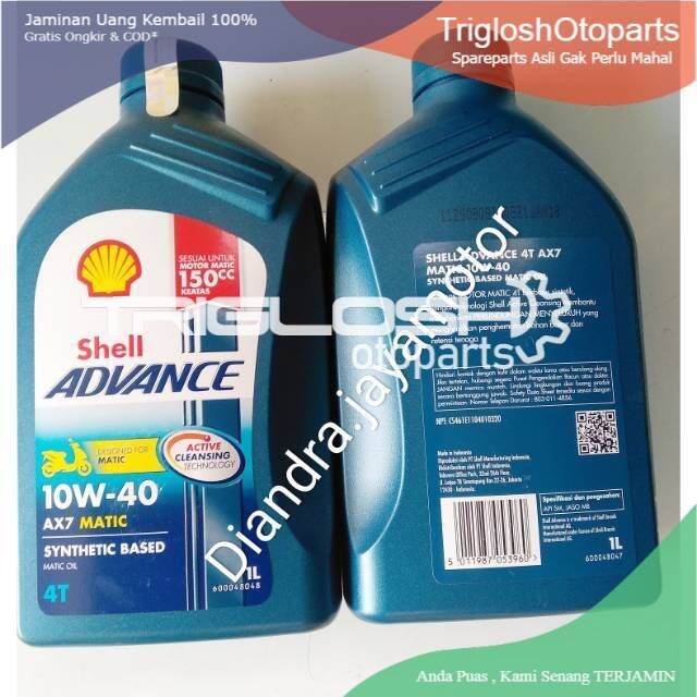 Oli Shell advance matic ax7 UK 1 liter sae 10W-40 for all matic ...