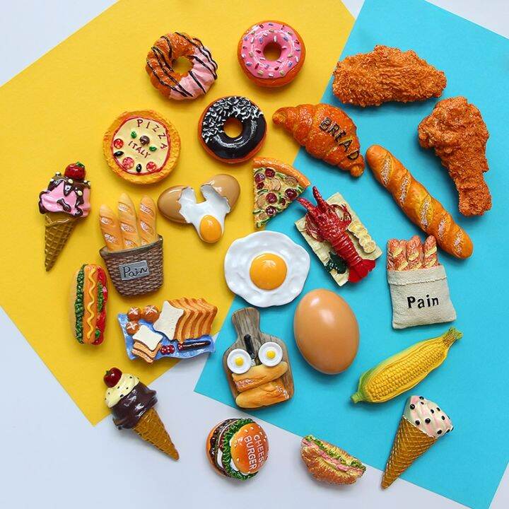 Creative simulation food 3D fridge magnets Sweet cone fried chicken leg ...