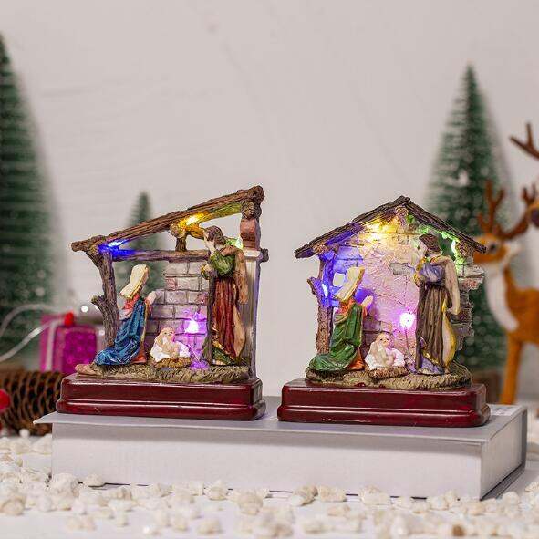 Nativity Scene Set Lighted Christmas Nativity Figurines With Stable ...