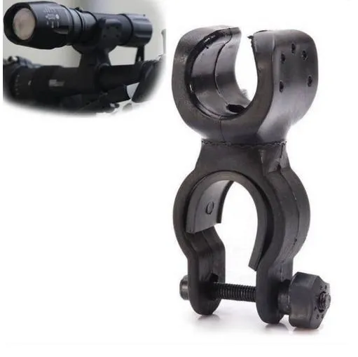 Bicycle Bike Flashlight LED Torch Mount Holder Cycling Clip Clamp-Black ...