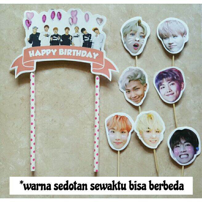 topper toper hiasan kue cake ulang tahun happy birthday karakter bts ...