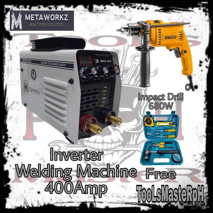 METAWORKZ 400Amp Inverter Welding Machine MW-MMA400 w/ INGCO Impact ...
