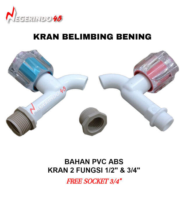KERAN KRAN AIR PVC BELIMBING KRAN TEMBOK 2 FUNGSI 1/2" + SOCKET 3/4 ...