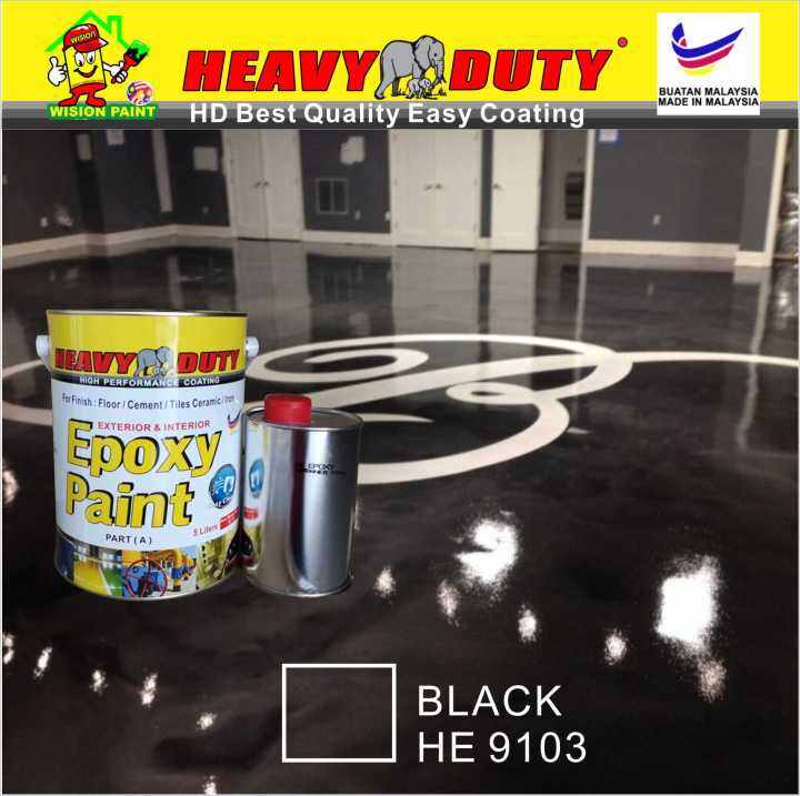 BLACK HE9103 ( 5L ) HEAVY DUTY EPOXY BRAND Two Pack Epoxy Floor Paint ...