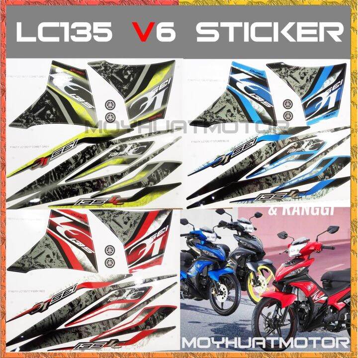 STICKER SET YAMAHA LC135 V6 / 135 LC V6 STICKER FULL SET / BLUE RED ...