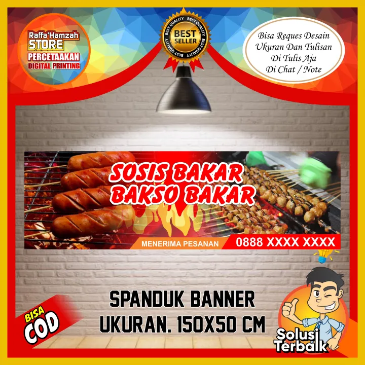 Spanduk Banner Backdrop sosis dan bakso bakar Banner sosis dan bakso ...