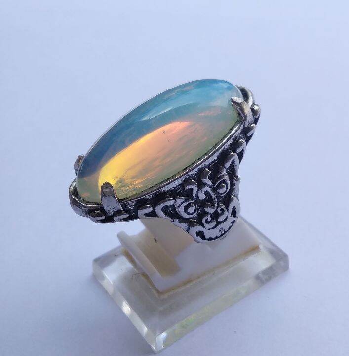 cincin batu akik barjat api model ofal | Lazada Indonesia