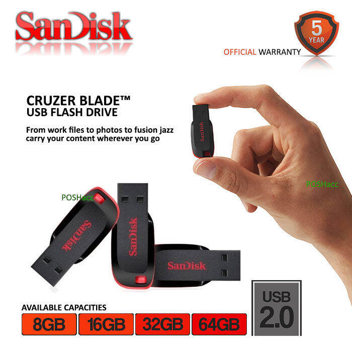 SanDisk Flashdisk Cruzer Blade 8GB 16GB 32GB 64GB CZ50 GARANSI Resmi ...