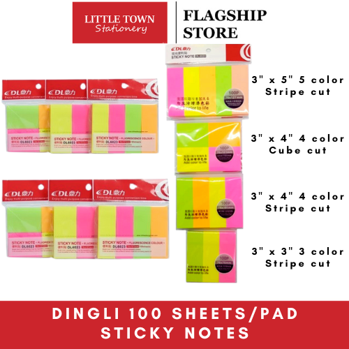 100 Sheets/Pad Sticky Note 5 Fluorescence Color | Lazada PH