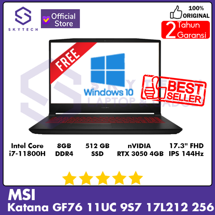 LAPTOP GAMING MSI KATANA GF76 11UC 17L212 256 INTEL i7 11800H RAM 8GB ...