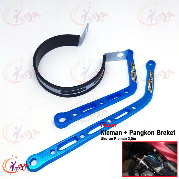1 PAKET Kleman Knalpot Motor 3.5 inci Klem Plus Karet Pelindung plus ...