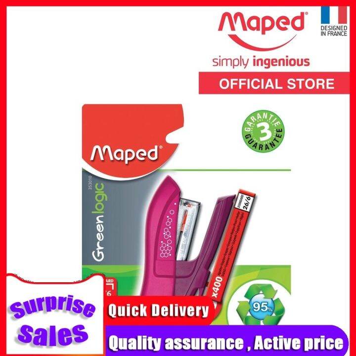 MAPED Greenlogic Compact Mini Plastic Stapler 28mm 24/6 or 26/6 Free ...