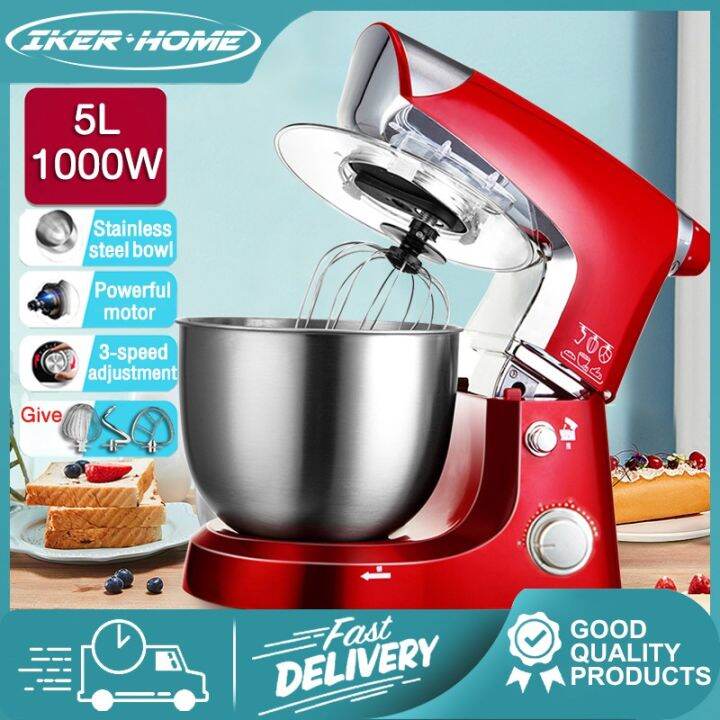 Food mixer, multi-function mixer, 5 liters 1000 watt stainless steel, 2 ...