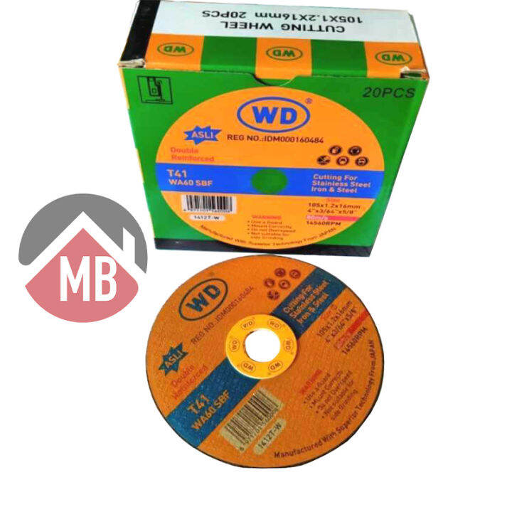Batu gerinda potong WD 4" x 1.2mm ( 1 Dus 20 Pcs ) WD Cutting Wheel ...