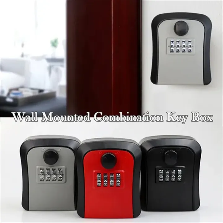 Wall Mounted Key Storage Box Organizer Case 4 Digit Combination ...