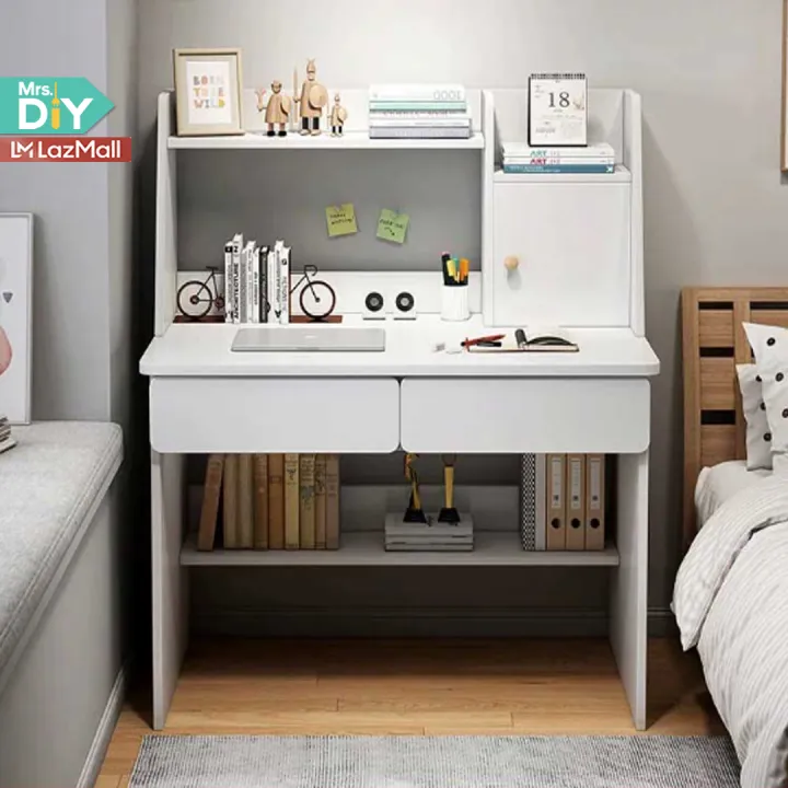 Mrs.DIY โต๊ะAB11 โต๊ะเขึยนหนังสือ โต๊ะทำงาน โต๊ะคอม พร้อมชั้นวางของ+ตู้ ...