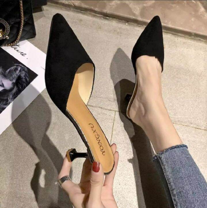 High Heels RH BUSTONG 5cm Hitam Krem | Lazada Indonesia