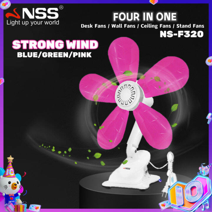 NSS - 5 Blends Fan Home Electric Fan W/ Clip, Clover Fan Anti-Heat ...
