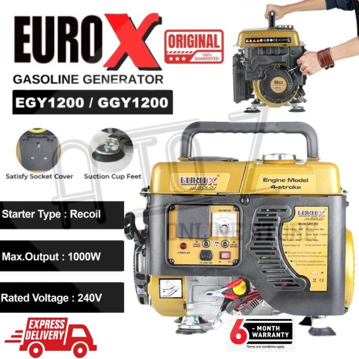EURO-X GOLD EGY1200/GGY1200 || 240V 1000W 4-STROKE PORTABLE GASOLINE GENERATOR | Lazada