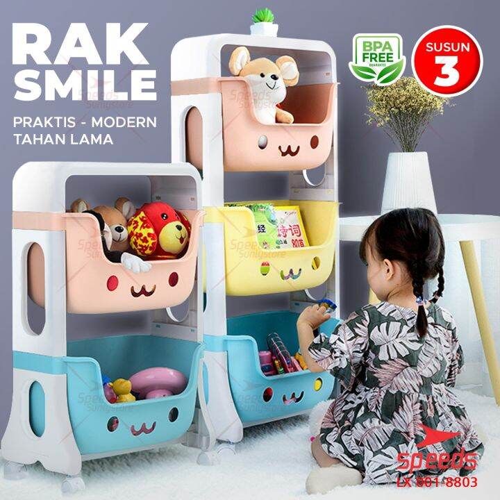 SPEEDS Rak Mainan Rak Susun Tingkat Rak Multifungsi Toy Storage ...