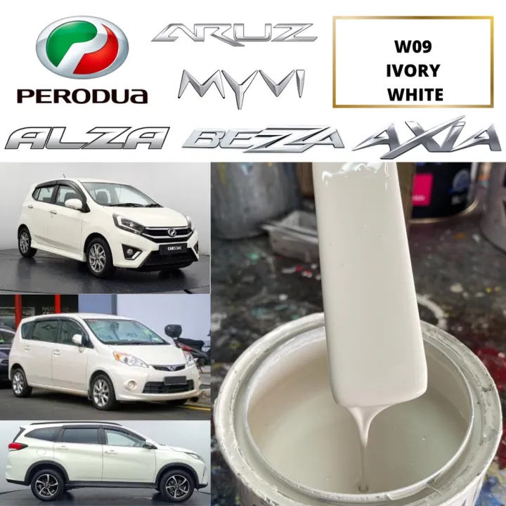 PERODUA ALZA AXIA BEZZA MYVI- W09 IVORY WHITE/MILKY WHITE- 2K Paint / Cat Bancuh Kereta Original ...