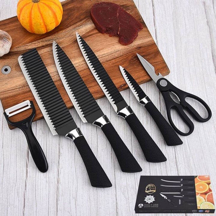 ER-0238A 6pcs Knife Set Non-Stick Coating Kitchen Knives | Lazada PH