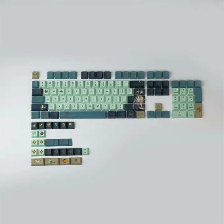 128 Keys Genshin Impact Xiao Keycaps PBT DYE-Sublimation Cherry Profile ...